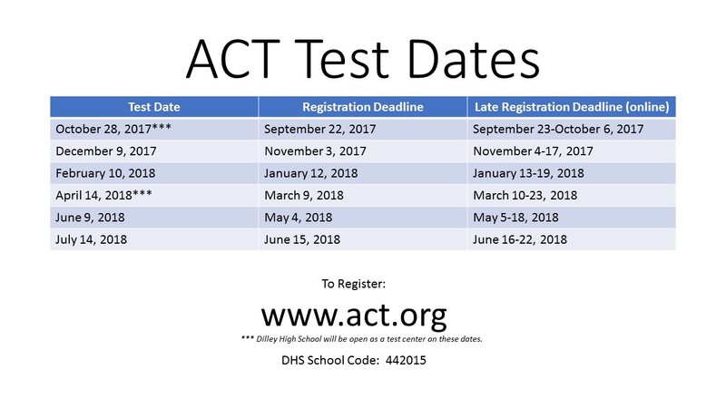 ACT Test Dates | Dilley Independent School District